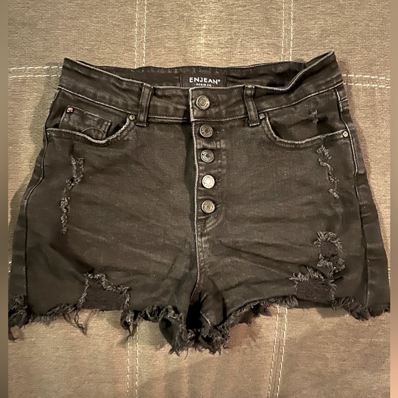 Enjean | Shorts | Nwt Enjean High Rise Button Fly Distressed Black ...
